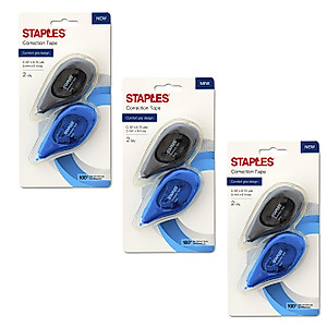 Staples Topwinder Comfort Grip Correction Tape, Gray & Blue, 6 Count, 51667 (6)