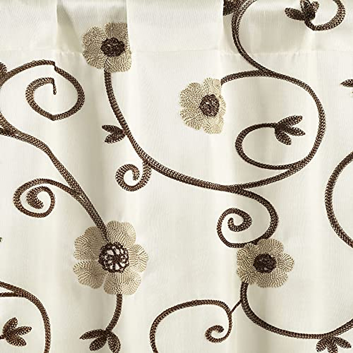 Lush Decor Royal Garden Window Curtain Valance, 18" x 42", Neutral