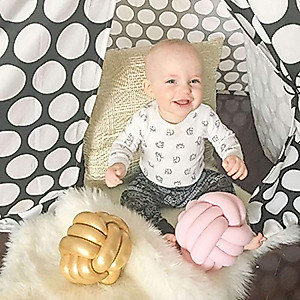 ZANYB Soft Knot Ball Throw Pillow Home Decor Cushion Plush Throw Knotted Pillow Handmade Round Pillow Knotted Bedroom Decor, Grey, 11.8x11.8''