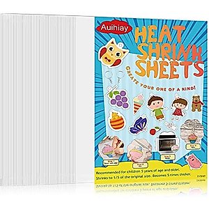 Auihiay 50 Sheets Heat Shrink Plastic Sheet, Sanded Shrink Films Papers, Shrink Plastic Sheets for Mothers Day Kids Creative Craft, 7.9 x 5.7 inch / 20 x 14.5 cm