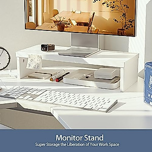 BANTI L-Shaped Electric Standing Desk, 48 Inch Adjustable Height Stand Up Desk with Monitor Stand, Sit Stand Home Office Desk with White Top