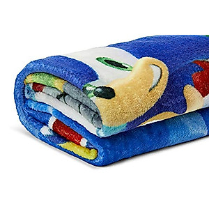 JUST FUNKY Sonic The Hedgehog Sonic & Tails Large Fleece Throw Blanket | Official Sonic The Hedgehog Collectible Blanket | Measures 60 x 45 Inches