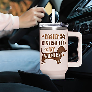 AT2Z GLOBAL Dachshund Gifts For Women, Dog Lovers - Mothers Day Gifts From Dogs - Birthday Gifts For Dackel Owners - Christmas Gifts for Dachshund Mom - Wiener Dogs 40oz Tumbler With Handle & Straw