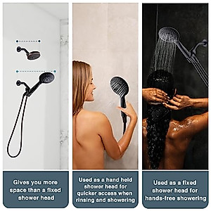 BRIGHT SHOWERS 9 Spray Settings Shower Head with Handheld High Pressure Oil-Rubbed Bronze Hand Held Showerhead with 60 Inch Stainless Steel Hose and Adjustable Overhead Bracket