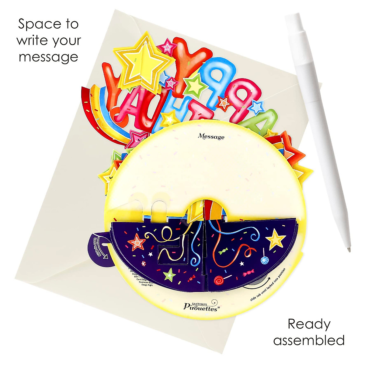 SANTORO Pirouette - 3D Pop Up Birthday Card - Shooting Stars - For Him, For Her, For Adults, For Kids - Birthday Gift - Interactive Card - Collectible Card - Creative Invitations, Unique Centerpieces, Memorable Decorations