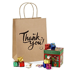 BagDream Paper Bags 8x4.25x10.5 25Pcs Thank You Gift Bags, Party Bags, Shopping Bags, Wedding Bags, Retail Bags, Merchandise Bags, Brown Kraft Paper Gift Bags with Handles