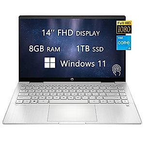2022 Newest HP Pavilion x360 2-in-1 Touch-Screen Laptops, 14 inch FHD Computer, 12th Gen Intel Core i5-1235U, 8GB RAM, 1TB SSD, Backlit Keyboard, Fingerprint Reader, Webcam Windows 11, LIONEYE MP