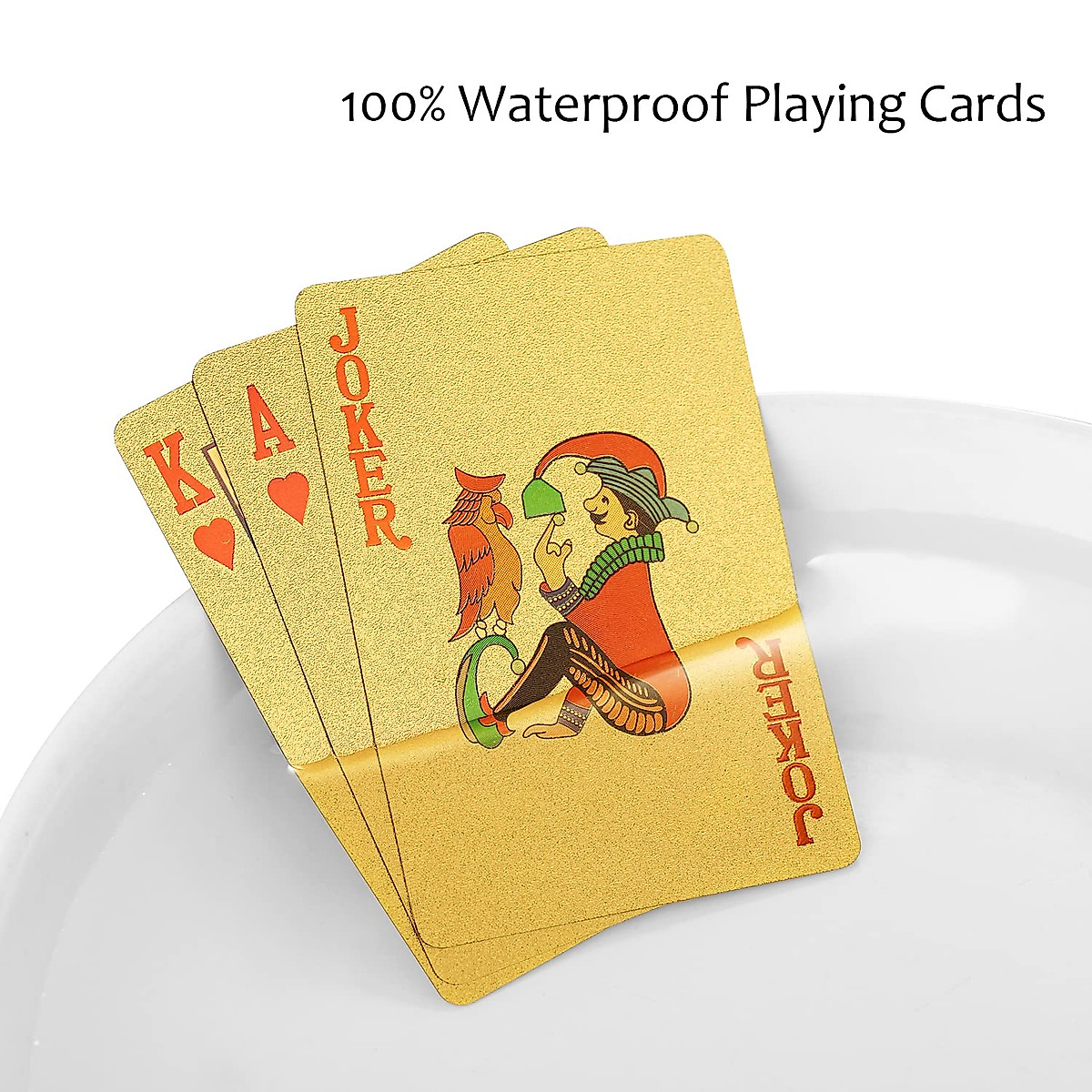 EAY Gold Waterproof Playing Cards - Poker Deck for Parties and Games