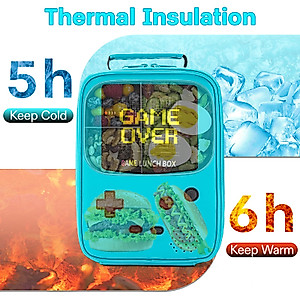 Kids Lunch Box Boy Insulated Lunch Bag Game Leather Thermal Lunch bag for School Insulated Cooler Bag Game Lunch Boxes for Boys Girls Kids Toddlers Teen
