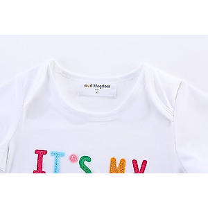 Mud Kingdom Little Girls Birthday Outfits 6 Long Sleeve Shirt and Skirt Set, White, 6(48-51 ins./47-58 lbs.)