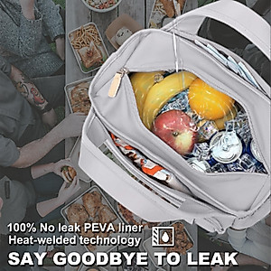 Artelaris Lunch Bag for Women, Insulated Lunch Box for Work, Large Leakproof Cooler Purse with Side Pockets & Removable Shoulder Strap Women's Lunch Tote Bag for Picnic Beach Cute Lunch Bags (Gray)