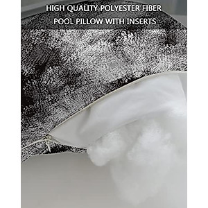 Recliner Head Pillow Ledge Loungers Chair Pillows with Insert Abstract Retro Black Grey Lumbar Pillow with Adjustable Strap Outdoor Waterproof Patio Pillows for Couch Beach Pool Office Chair, 2 PCS