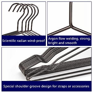 Amber Home 30 Pack 17" Strong Black Metal Wire Clothes Hangers, Heavy Duty Coat Hangers, Standard Suit Hangers for Jacket, Shirt, Dress (Black, 30)