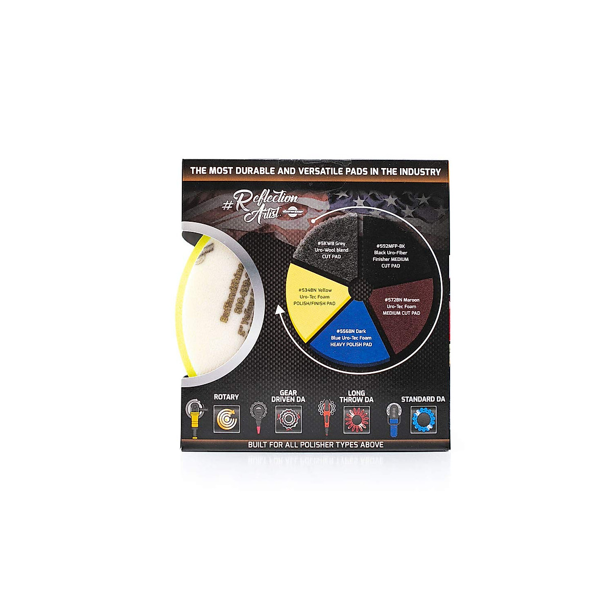 The Rag Company - Buff and Shine Reflection Artist Complete 6" Buffing Kit - Combination of Five Pads, URO line, Easy to Use Combo