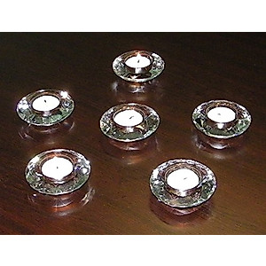 Amlong Crystal Diamond Tealight Candle Holder, Clear, Set of 6