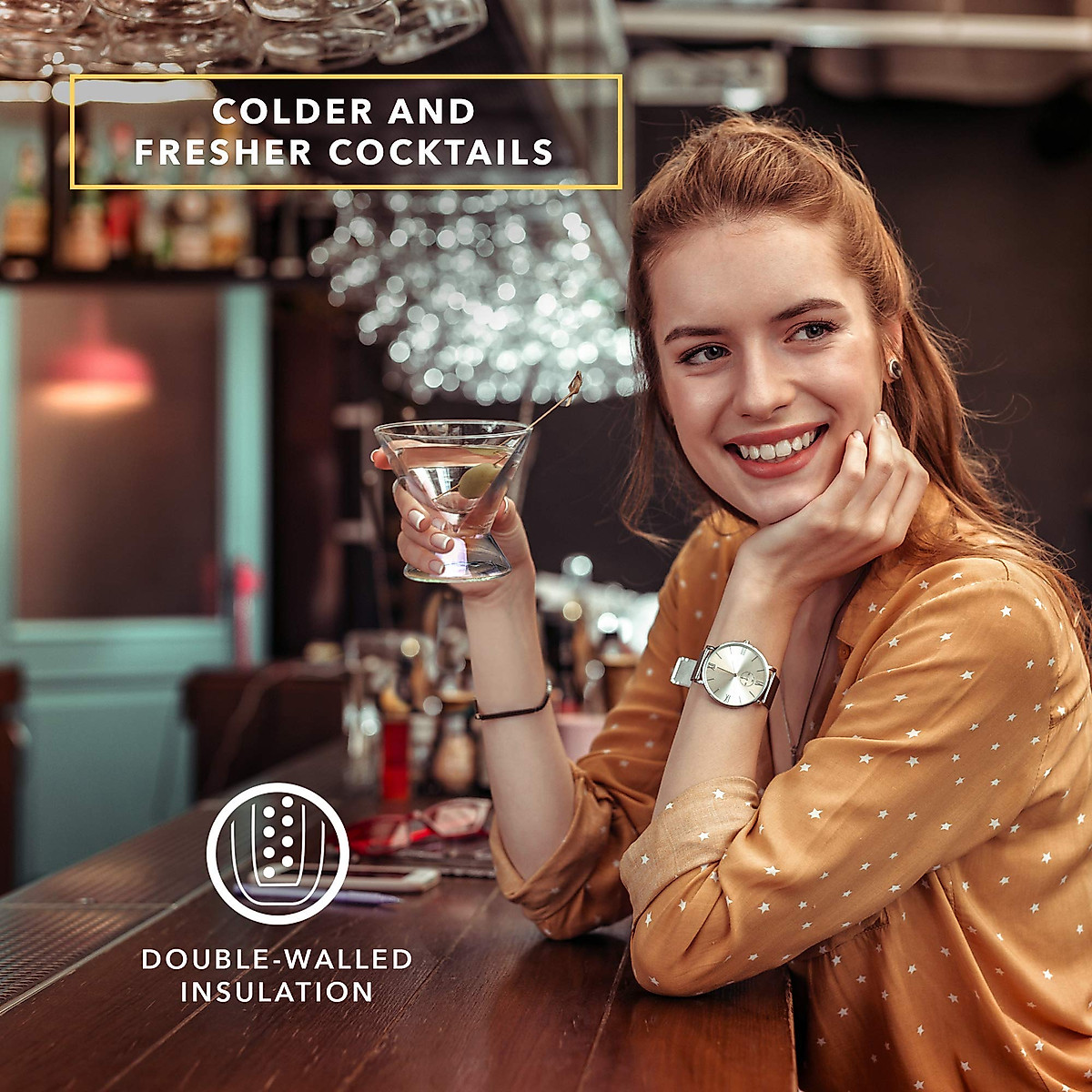 Dragon Glassware Stemless Martini Glasses - 7oz Clear Martini Glasses Set of 2 - Double Wall Insulated Cocktail Glass Set - Unique and Fun Gift for Espresso Martini Lovers