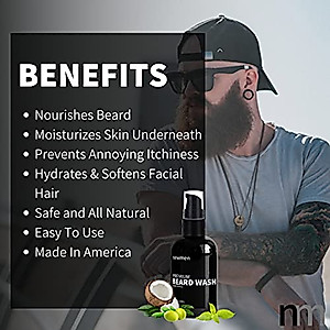 Newmen Beard Wash for Men - Beard Shampoo with Jojoba Oil & Coconut Oil, Natural Peppermint Scent with Beard Oil, Softens and Conditions Facial Hair, Beard Moisturizer