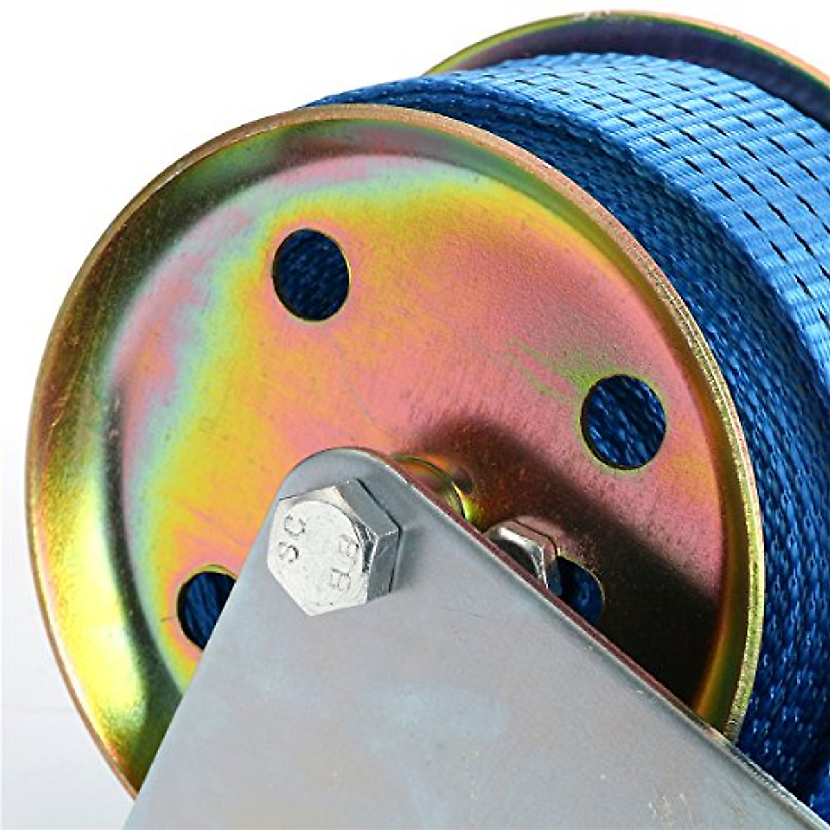 8milelake 2500lbs Hand Winch Hand Crank 2 Gear Strap Gear Winch Polyester Strap ATV Boat Trailer Heavy Duty (2500LBS)