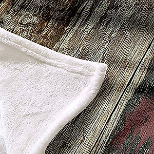 NARBOR Soft Fleece Throw Blanket - Fluffy Microfiber Solid Blankets for Bed and Couch Double/Single Size - 59X79Inch Blue, Wooden Door Printed Flannel Blanket for Bed, Couch and Sofa