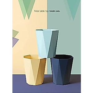 Qinlee Spruce Sleek and Stylish Polygonal Plastic Small Wastebasket Trash Can for Bedroom, Living Room, Home Office, Children's Room Garbage Container Bin(Mustard Yellow,L/9"x11.8")