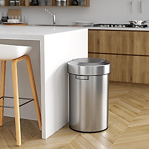 iTouchless Titan 17 Gallon Swing Open Trash Can, Stainless Steel Self-Balance Flip Top Lid Commercial Grade 64 Liter Garbage Can is Perfect for Business, Restaurant, Office and Kitchen