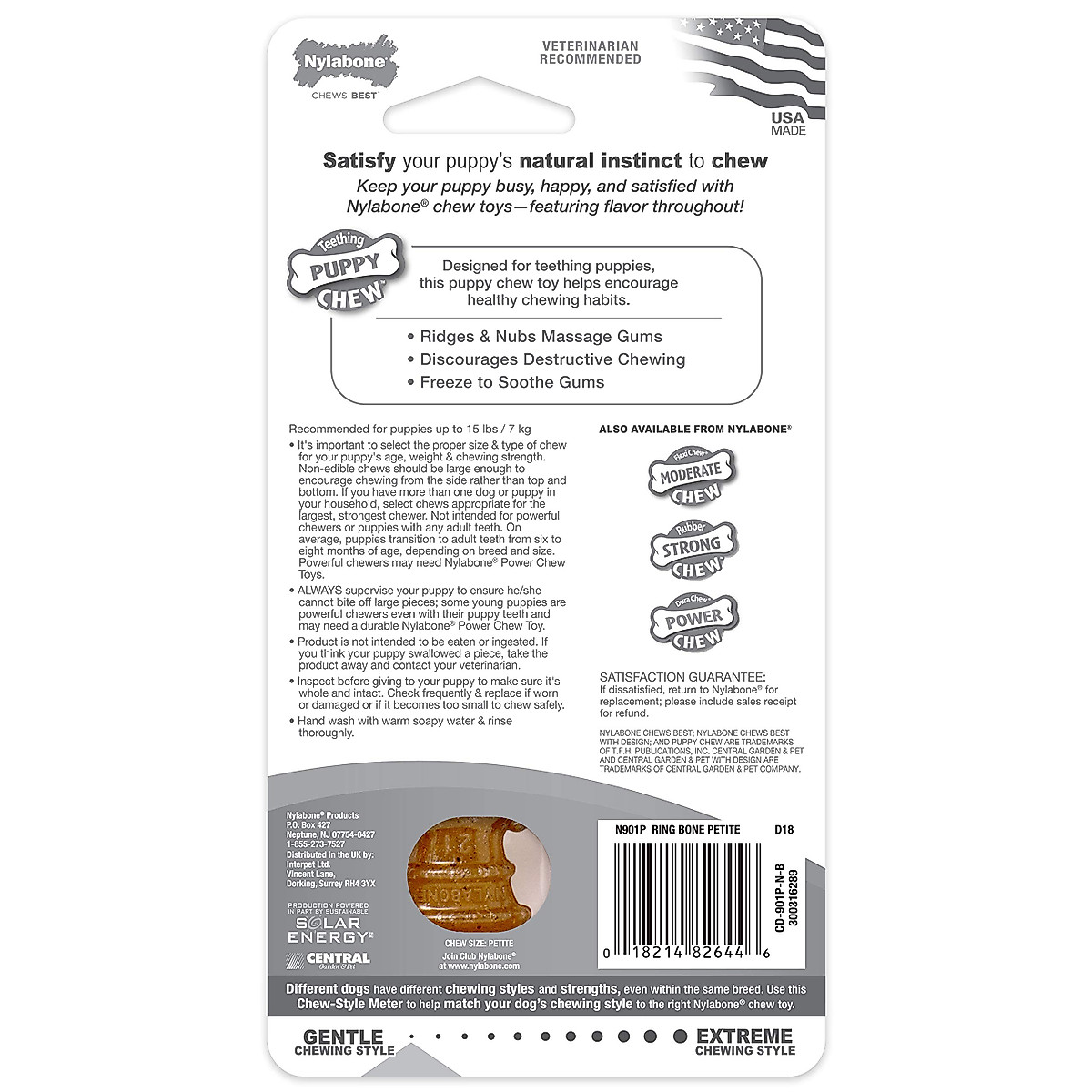 Nylabone Puppy Ring Bone Chew Toy - Puppy Chew Toys for Teething - Puppy Supplies - Chicken Flavor, Small/Petite (1 Count)