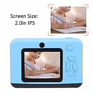 Mxzzand Portable High-Definition Children's Digital Camera Cute Front Rear Dual Cameras Selfie Camera Toy(Blue)