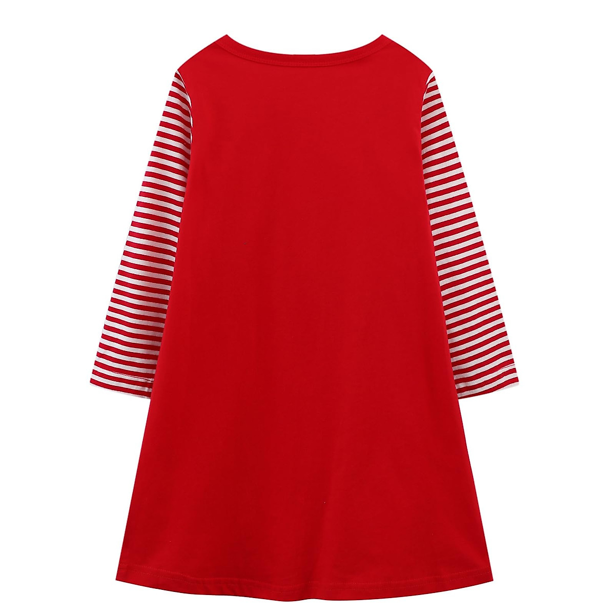 Toddler Girl Christmas Dress Long Sleeve Cotton Casaul Red Applique Playwear Shirt Jersey Party Dresses 4T