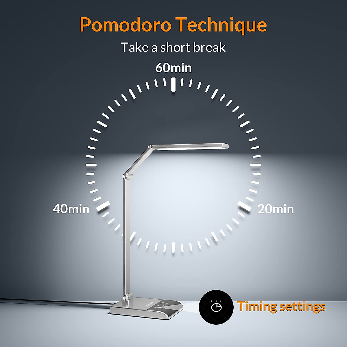 LEPOWER Desk Lamp, 18W LED Desk Lamps for Home Office, Reading Desk Lamp with USB Charging Ports, Eye-Caring, Touch Study Lamp with 3 Timing Modes, 35 Lighting Modes, Desk Lamp for Office, Study, Dorm