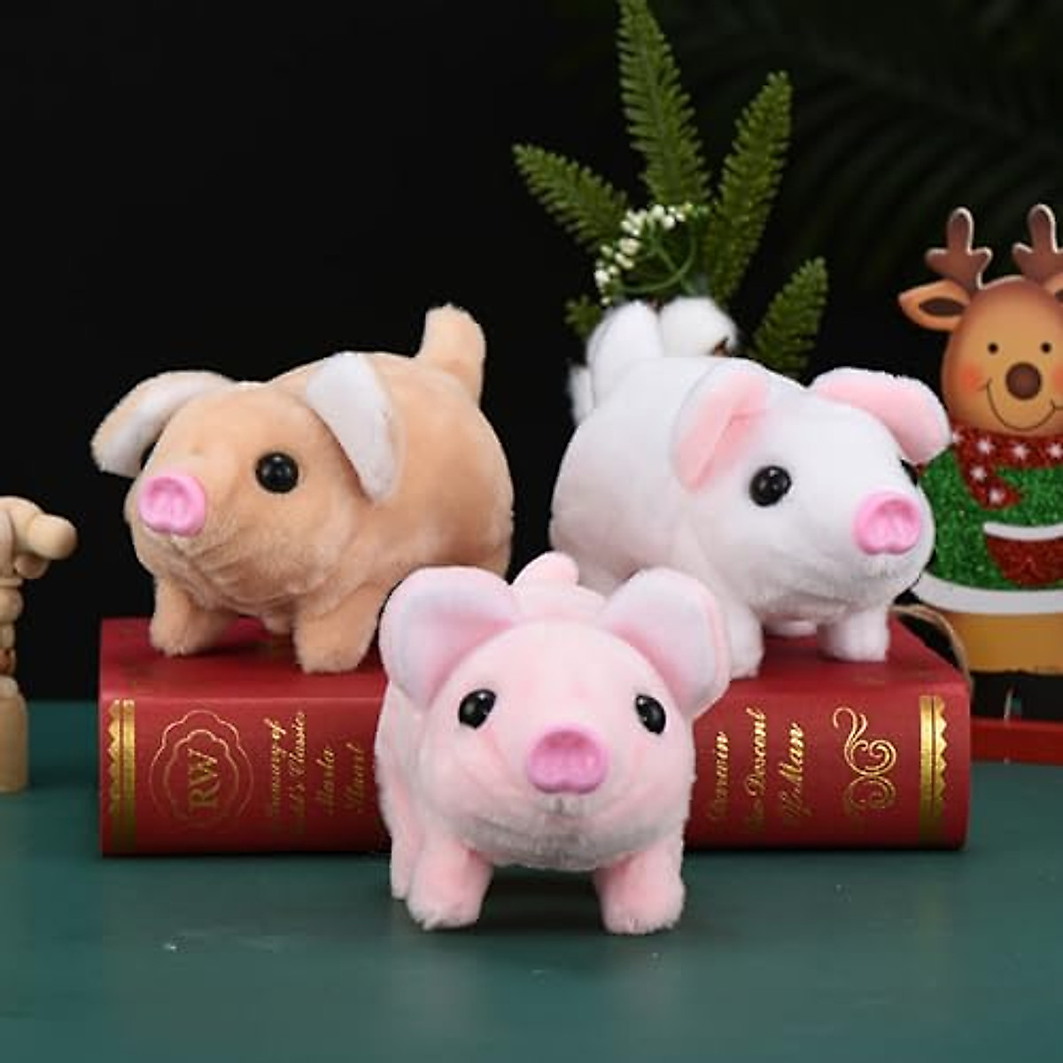 YESBAY Simulation Walking Piggy Electronic Pet Plush Toy Interactive Crawling Pig Plushies Twitch Nose Tail Wagging Stuffed Animal Doll Birthday Gift for Kids Pink