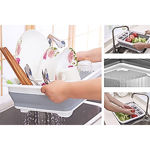 Ahyuan Collapsible Dish Drying Rack Portable Dinnerware Drainer Organizer for Kitchen RV Campers Travel Trailers Space Saving Kitchen Storage Rack Tray (Normal)