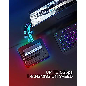 Inateck RGB SATA to USB 3.0 Hard Drive Docking Station with Offline Clone, for 2.5 and 3.5 Inch HDDs and SSDs, UASP Supported, Black SA02003