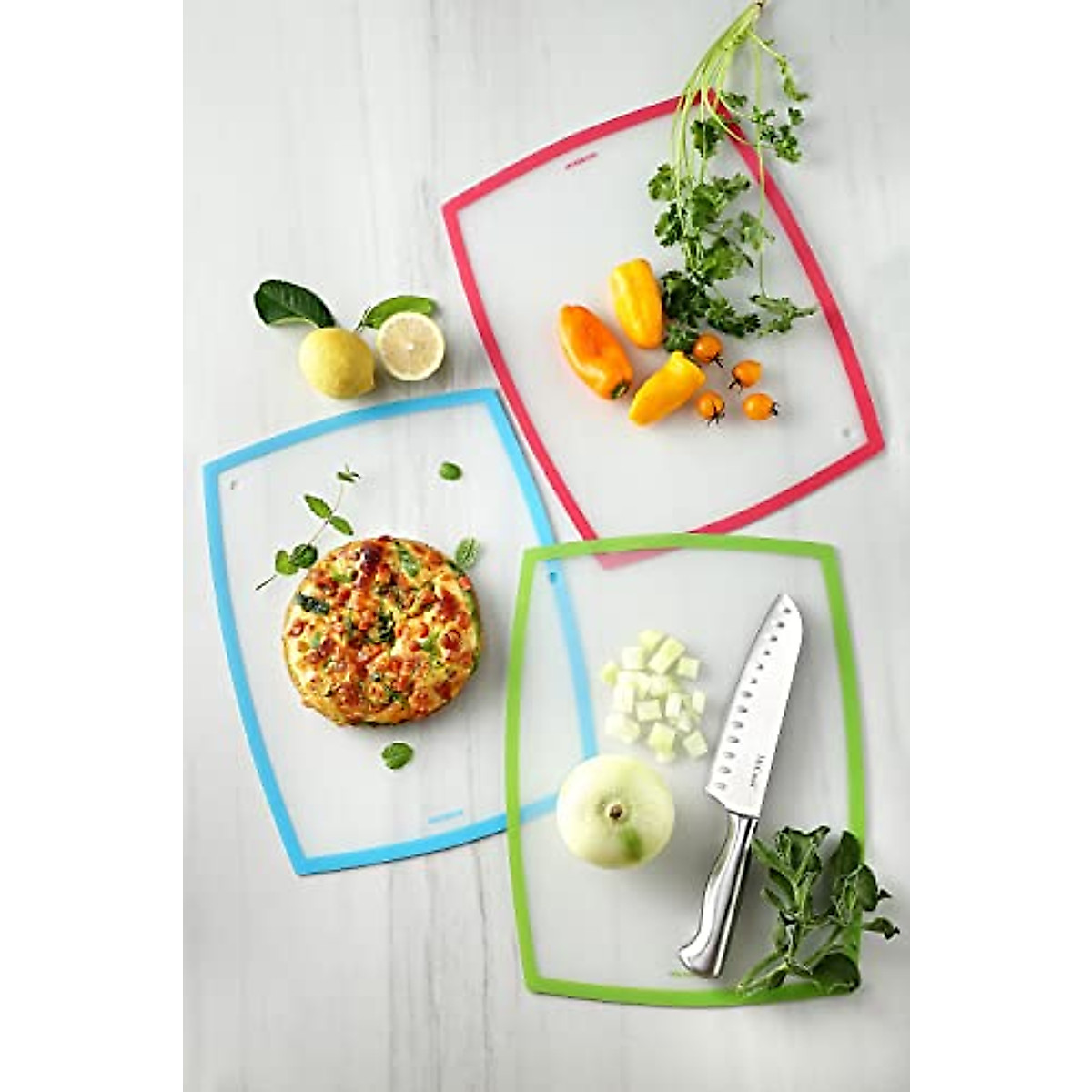 McCook® MCW11 Bamboo Cutting Boards Set of 4, Chopping Board Set w Juice Groove& Metal Handle, Cheese Charcuterie Board Serving Tray for Meat, Cheese and Vegetables(L, 17”11.4”0.8”)