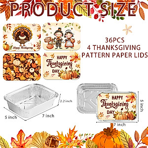 36Pcs Thanksgiving Tin Foil Containers with Lids Disposable Aluminum Thanksgiving Leftover Containers with Lids Thanksgiving Foil Food Pan