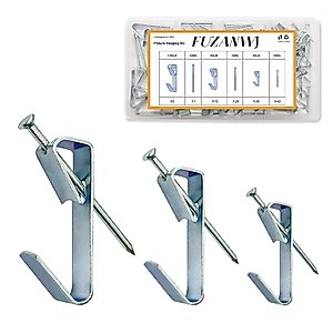 117Pcs Picture Hangers, 3 Size Picture Hooks Including 30/50/100lbs, Picture Hanging Kit, Professional Plaster Picture Hanging Kit for Wooden Wall or Drywall(50 Hangers+ 67 Nails)