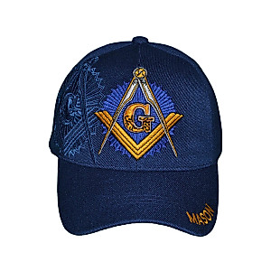 USA Headwear Freemason Embroidered Mason Lodge Baseball Cap Hat, Navy, Adjustable
