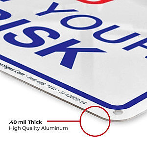 Swim at Your Own Risk Sign, Pool Sign, 10x14 Inches, Rust Free .040 Aluminum, Fade Resistant, Made in USA by Sigo Signs