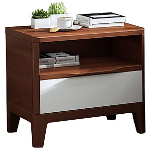 Night Stand End Table Bedside Table Solid Wood Bedside Table, 2-Tier End Table Side Table With Drawer, Storage Organizer And Open Shelf Nightstand Nightstand Side Table Bedside Cabinet ( Color : Walnu