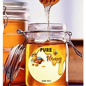1.5 inch Honey Bottle Label Homemade Honey Net Weight Labels for Small Business Canning Jars and Lids 500pcs Per Roll