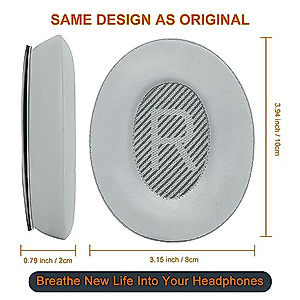 GEVO Cooling Gel Ear Pads Cushions Replacement, Ear Pads for Bose QuietComfort 35 (QC35) and Quiet Comfort 35 II (QC35 II) Over-Ear Headphones & More, Memory Foam & Cooler for Longer (Silver)