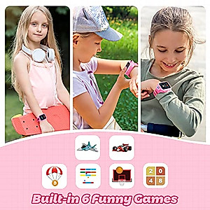 Kids Digital Watch Girls, Best Christmas Birthday Gifts for Age 3 4 5 6 7 8 9 Years Children,Touchscreen Toddler Sport Smart Watch with Camera FM MP3 Pedometer - Light Pink with 32GB SD Card