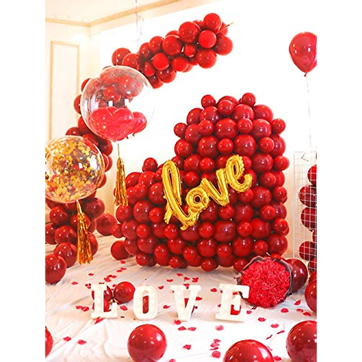 Red Balloons, 106pcs Balloon Garland Arch Kit, Red and Gold Balloons for Birthday Wedding Bridal Shower Bachelorette Engagement Anniversary Baby Shower Party Balloons Decoration