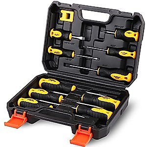 HORUSDY 11-piece Magnetic Screwdriver Set with Case, 5 Phillips & 5 Flat Head Tips with Magnetizer demagnetizer Precision Screwdriver Set