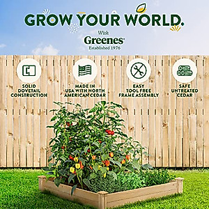 Greenes Fence Raised Garden Bed, 48" L x 48" W x 7" H, Cedar