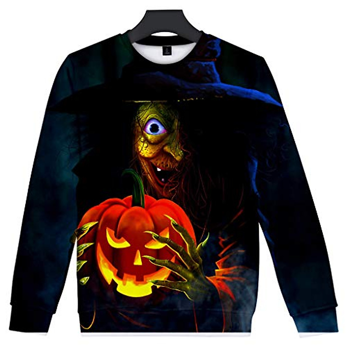 Women's Sweatshirt Thenlian Mens Casual Scary Halloween Lover 3D Print Party Long Sleeve Top Blouse(XXXL, Black)