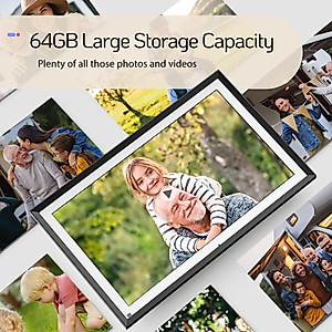 Nexfoto 15.6 Inch FHD 64GB Extra Large Digital Picture Frame with Remote Control, WiFi Electronic Digital Photo Frame 1920x1080 IPS Touch Screen Easy to Share Photo Video via App, Gift for Mother