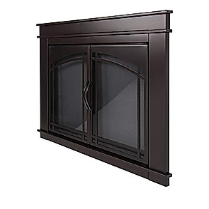 Pleasant Hearth FN-5701 Fenwick Fireplace Glass Door, Oil Rubbed Bronze, Medium