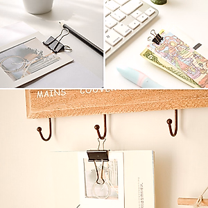 140pcs Binder Paper Clips Assorted Sizes, Binder Paper Clamps Office Supplies Clips for Paperwork, School, Home, Large Medium Small Paperclips Set with Box, Black