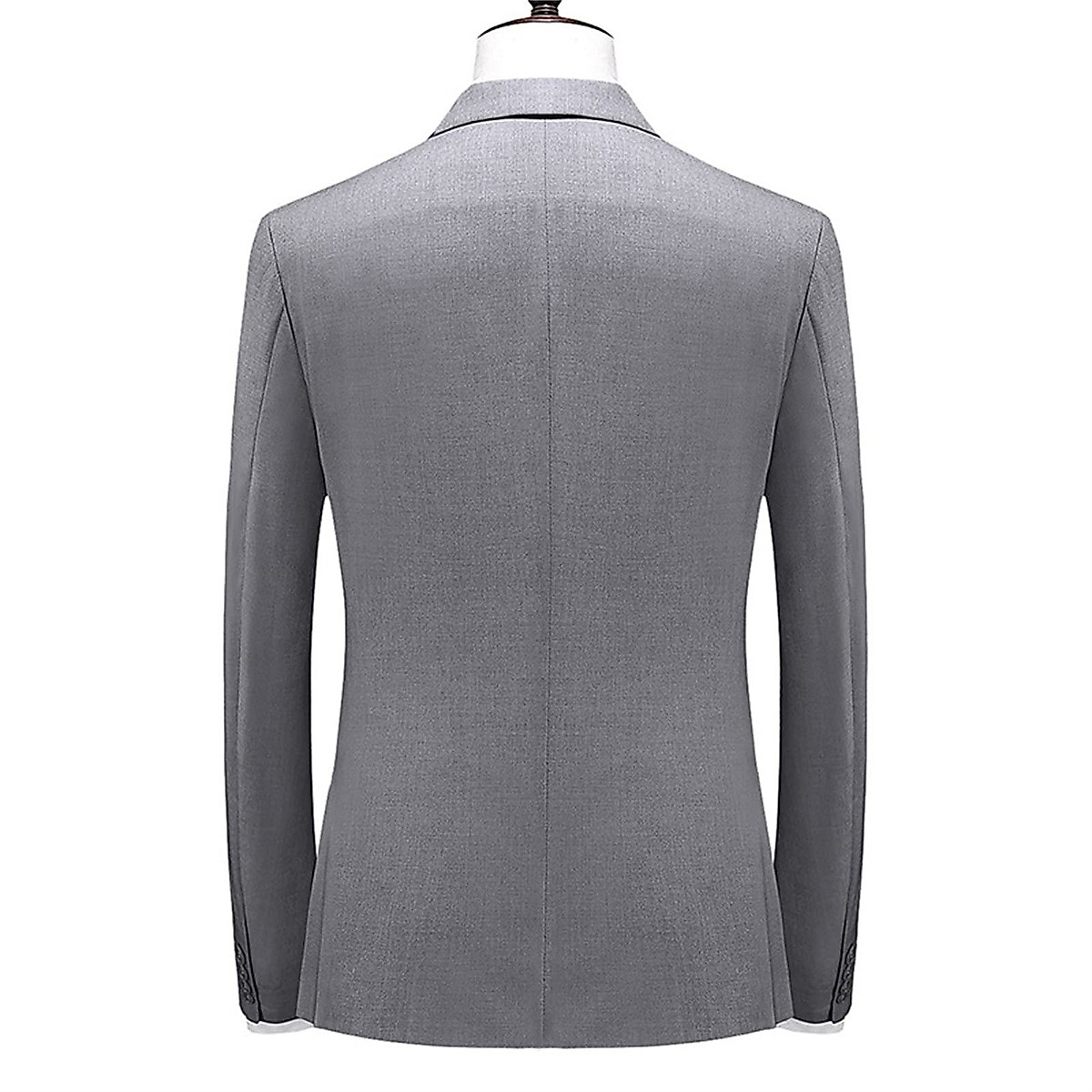 Men's Slim Fit Double Breasted Jacket Slim Fit Business Daily Prom Blazer Peak Lapel Groom Wedding Party Suit Coat (Grey,Large)