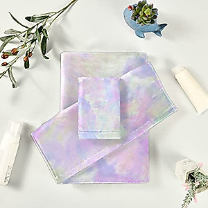 ALAZA Swirl Rainbow Tie-Dye Pastel Blot Print Towel Bathroom Sets 3 Piece Bath Towel Sets1 Bath Towel 1 Hand Towel 1 Washcloth Soft Luxury Absorbent Decorative Towels for Beach Gym Spa